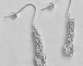 Yin Yang Byzantine. Sterling Silver Chainmaille Earrings. - Etsy