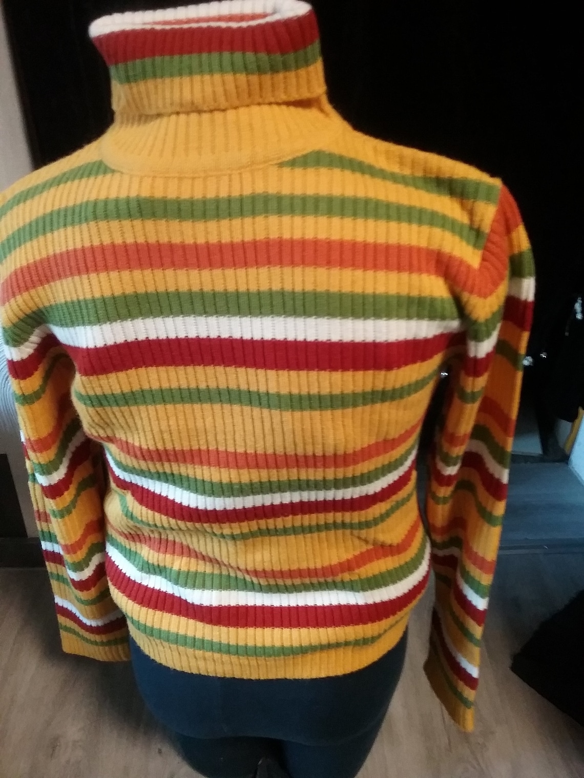 Rollkragen Pullover Streifen Pulli gelb orange grün | Etsy