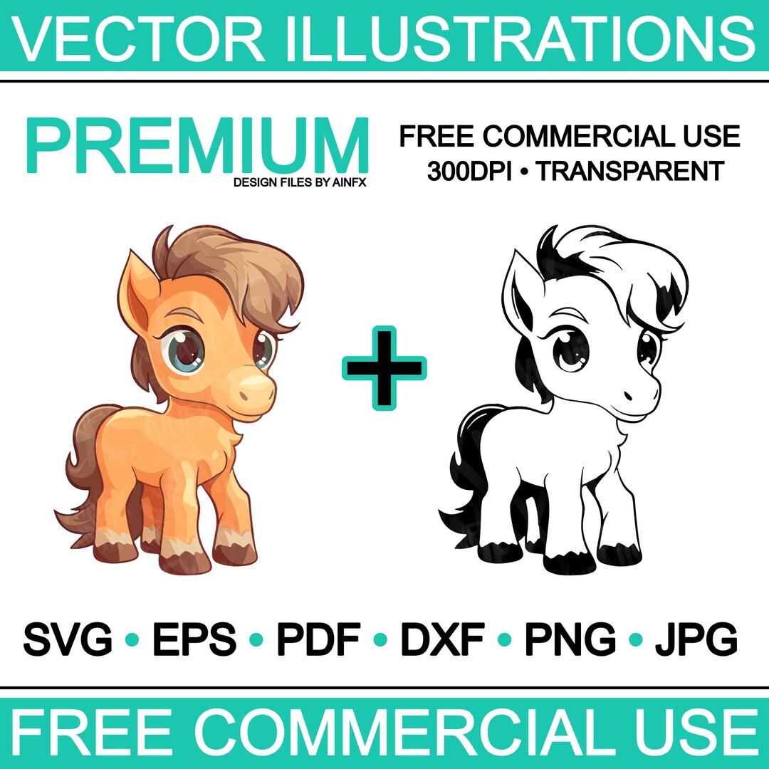 Pony Vector Illustration: Horse, SVG, PNG, PDF (digital Download) - Etsy