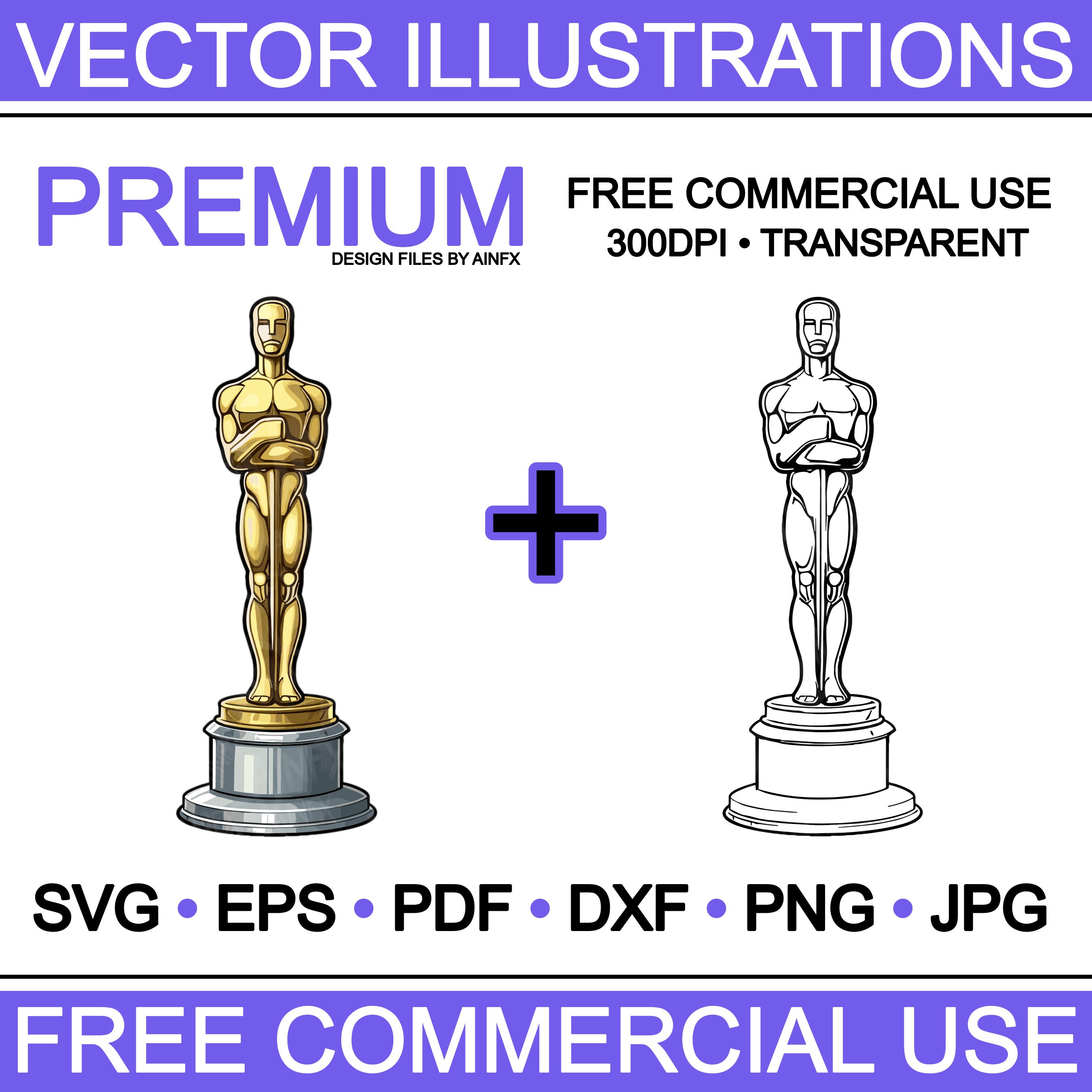 Cinematic Prestige: the Oscar Award Statue ,svg, Eps, Pdf, Dxf, Png ...
