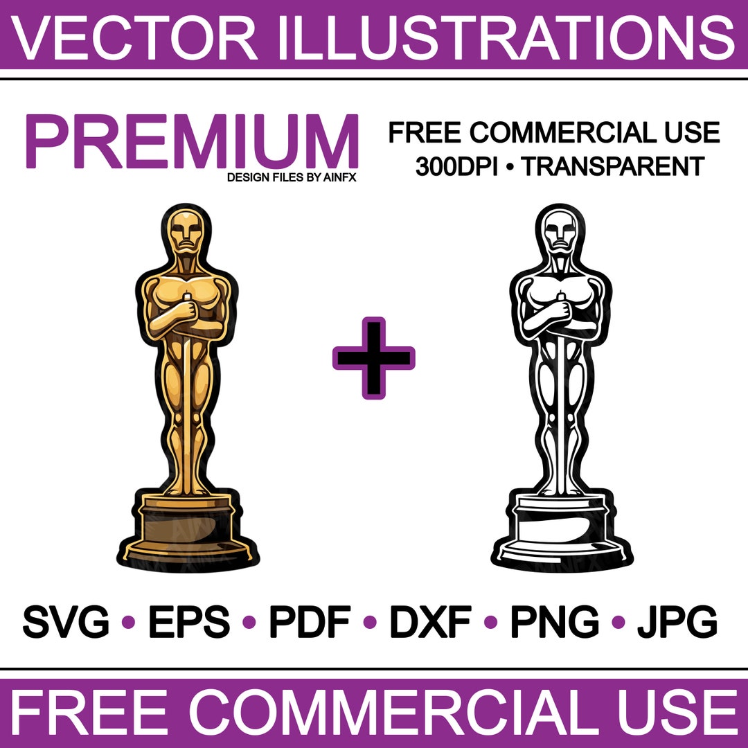Iconic Statuette: the Oscar Award Trophy ,svg, Eps, Pdf, Dxf, Png, Jpg ...