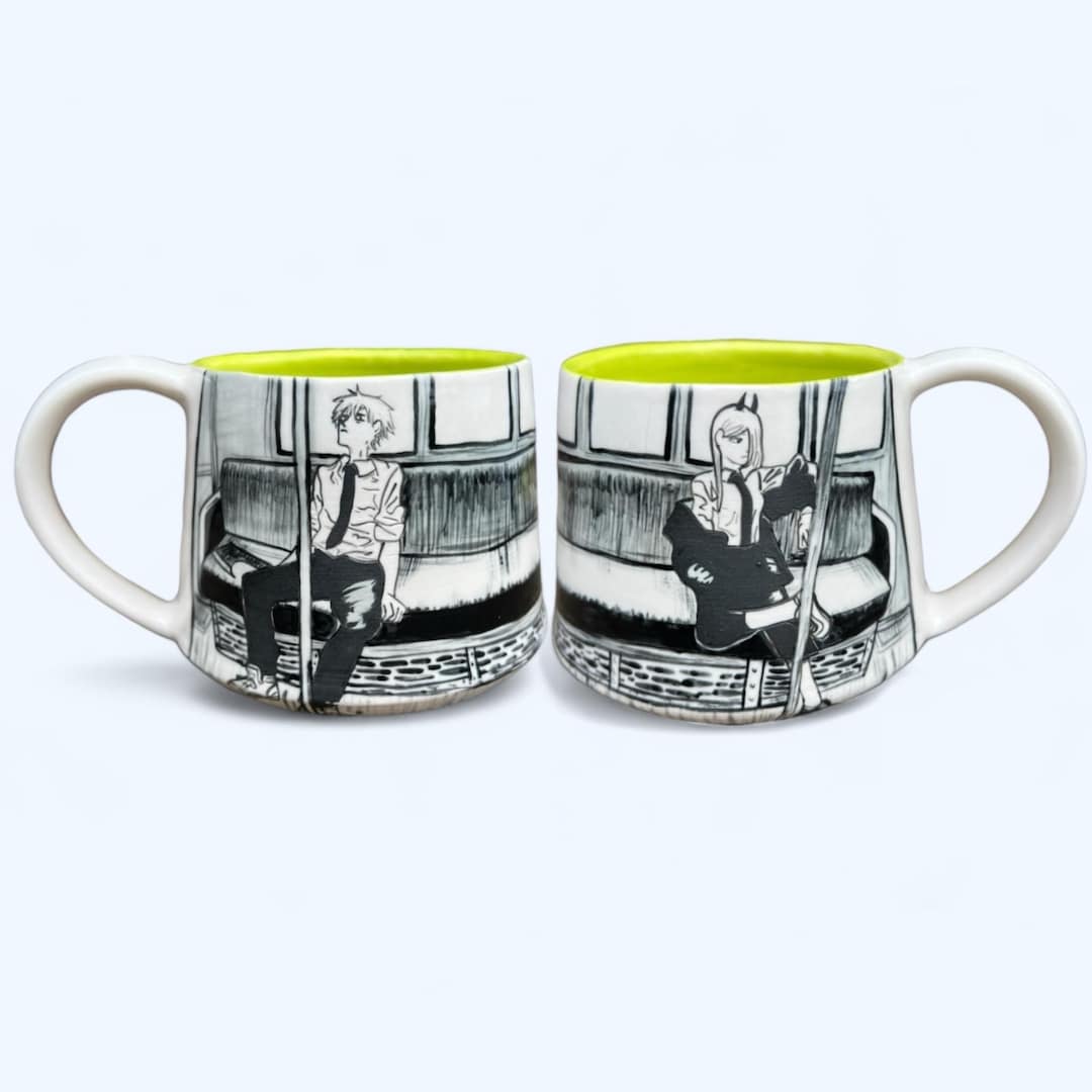 Hand Painted Chainsaw Man Denji & Power Bus Wrap-around Mug - Etsy