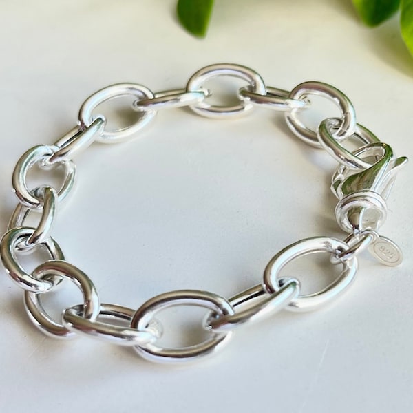 Chunky Sterling Silver Bracelet - Etsy