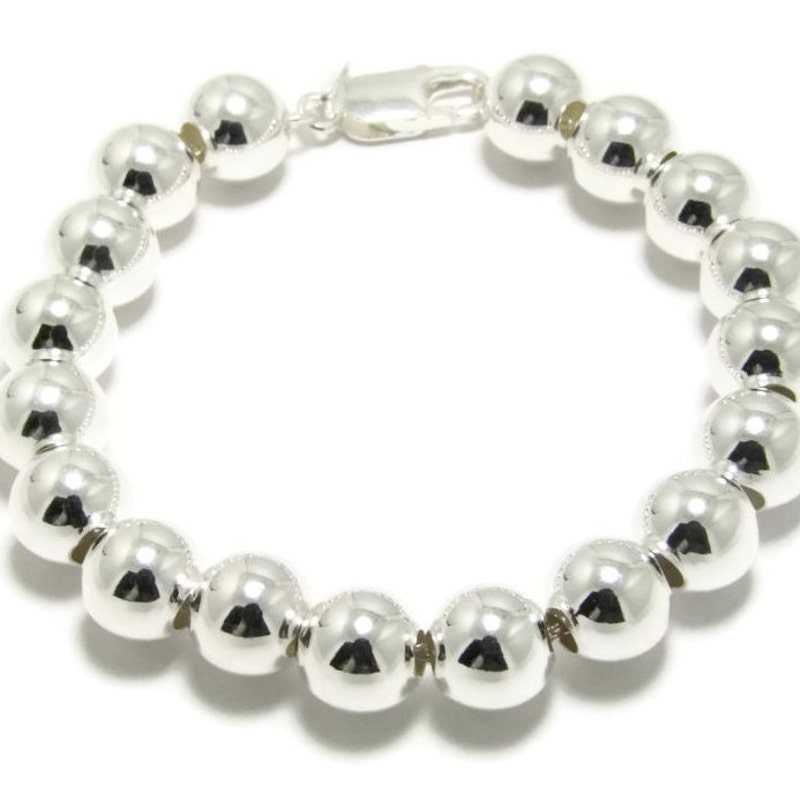 Silver Bead Bracelet - Etsy