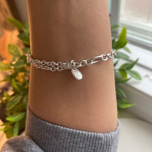 Sterling Silver Chain Bracelet Sterling Silver Double Chain Bracelet ...