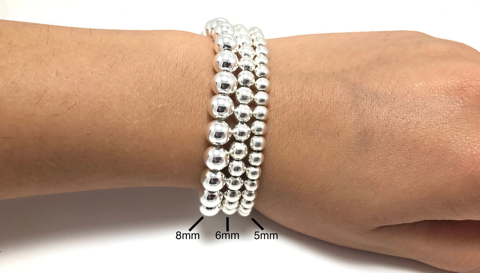 Sterling Silver Ball Bracelet, 6mm Beaded Wedding Jewelry - Etsy