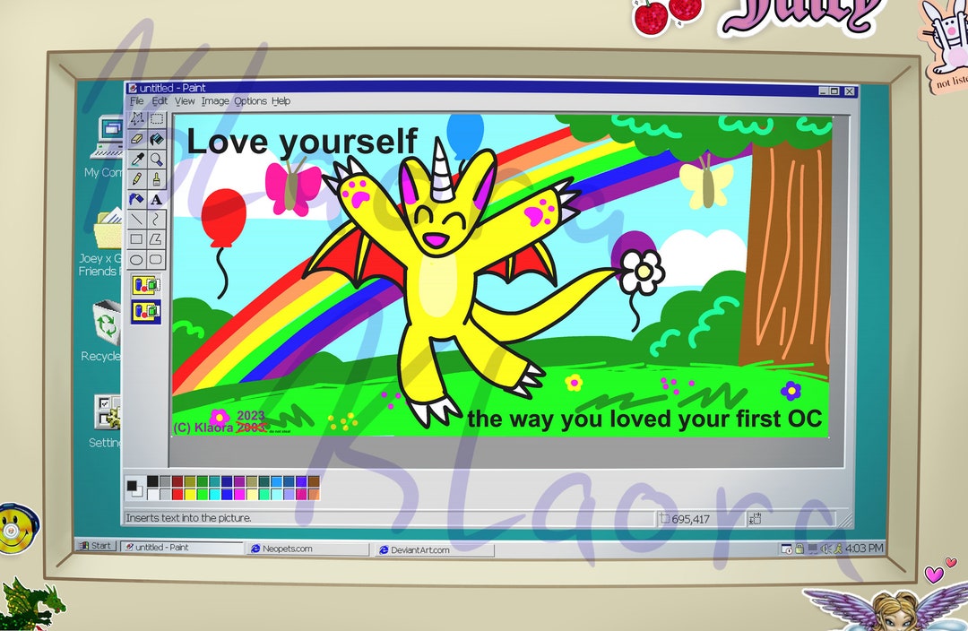 MS Paint Love Yourself the Way You Loved Your First OC 2000s Y2k Retro Nostalgic Kidcore ...