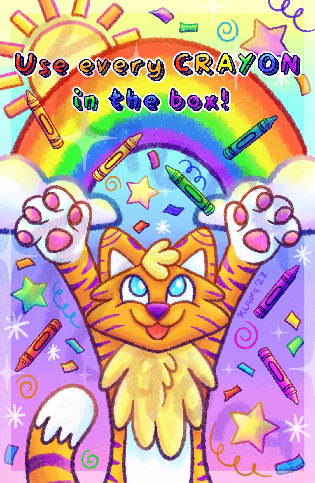 Use Every Crayon in the Box Motivational Furry Anthro Cat Tiger Kidcore ...