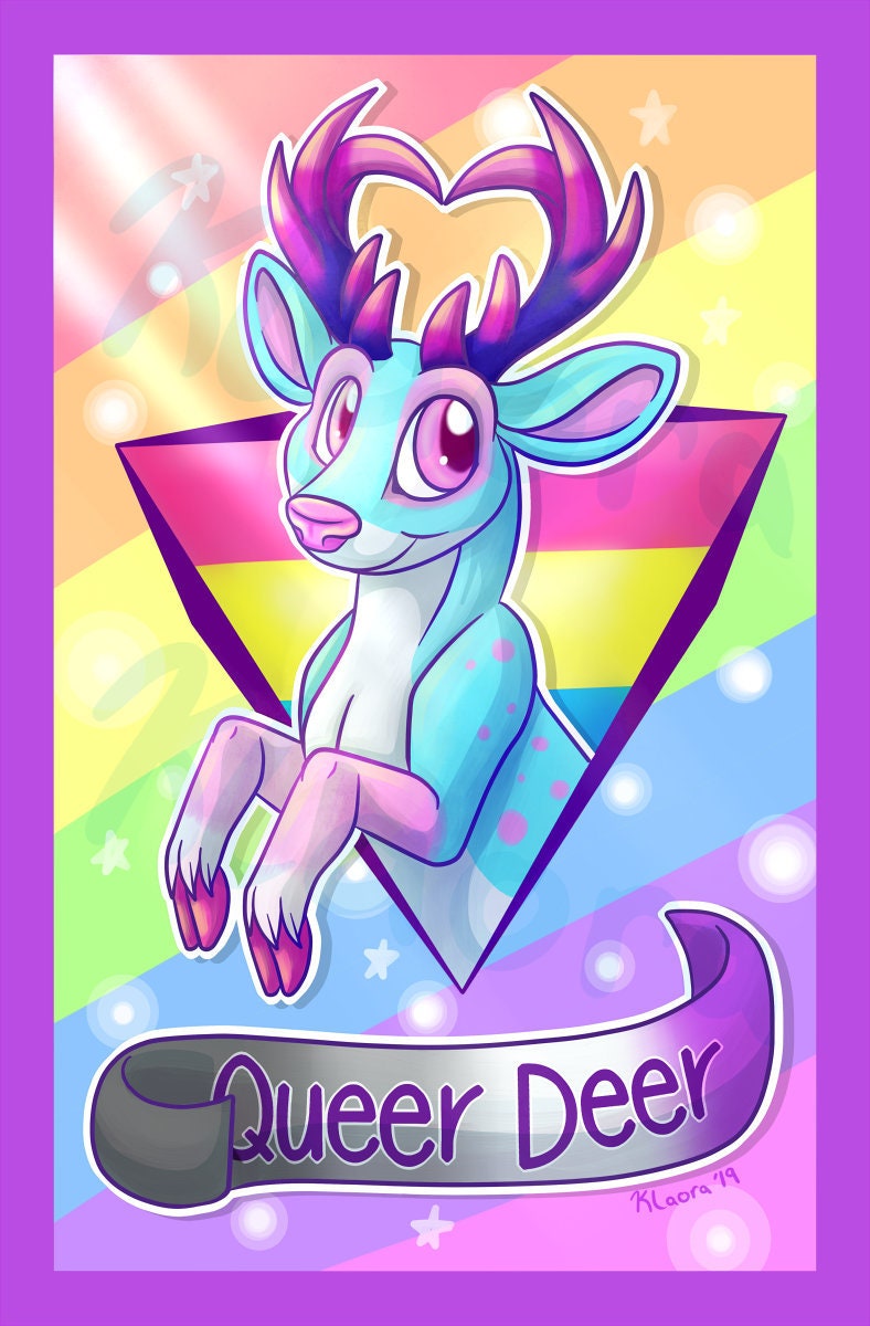 Queer Deer Gay Trans Bi Pan Ace Pride Poster Print | Etsy