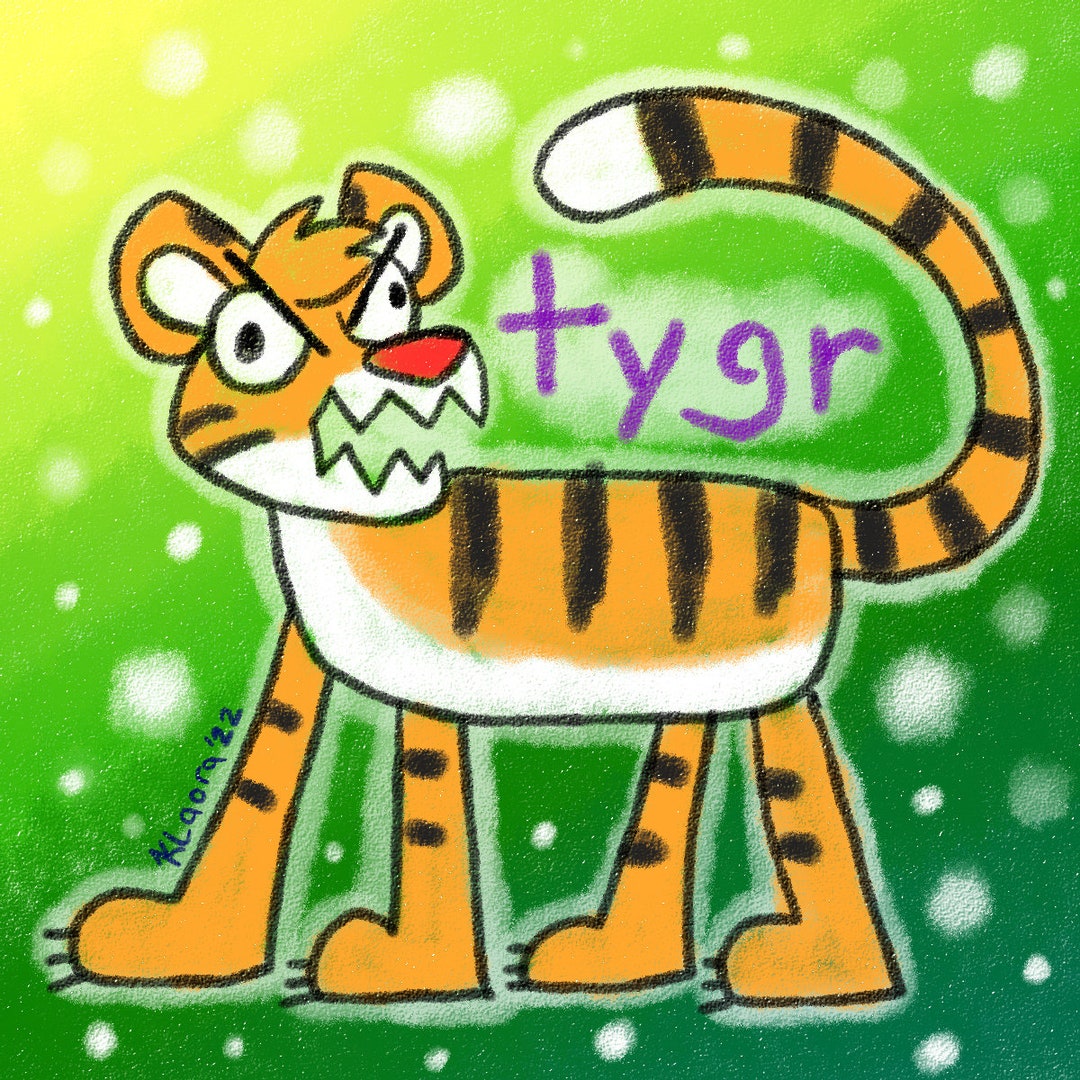 Tiger Tygr Angry Furry Animal Crayon Bad Drawing Holographic Waterproof ...