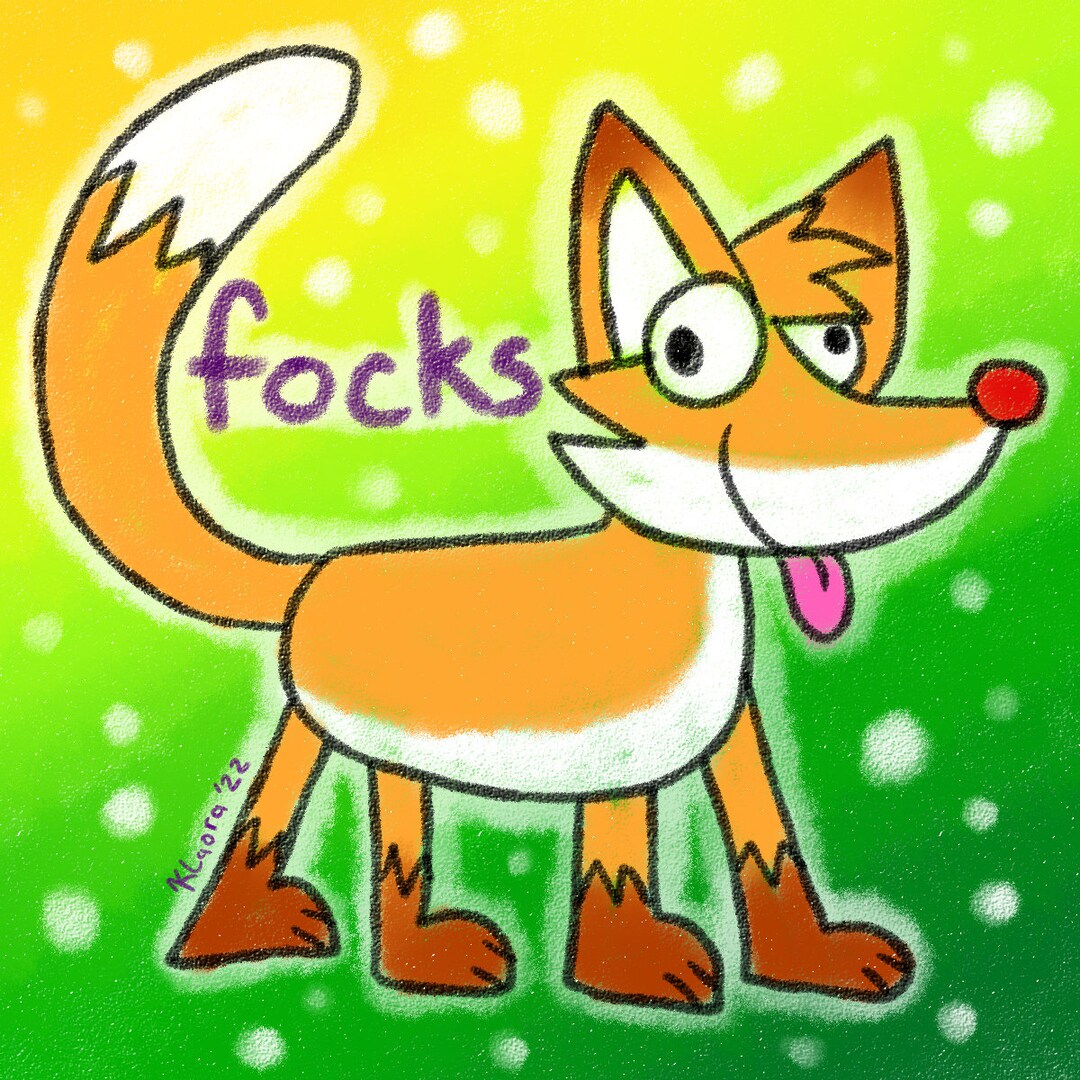 Fox Focks Silly Bad Drawing Crayon Furry Kidcore Holographic Vinyl ...