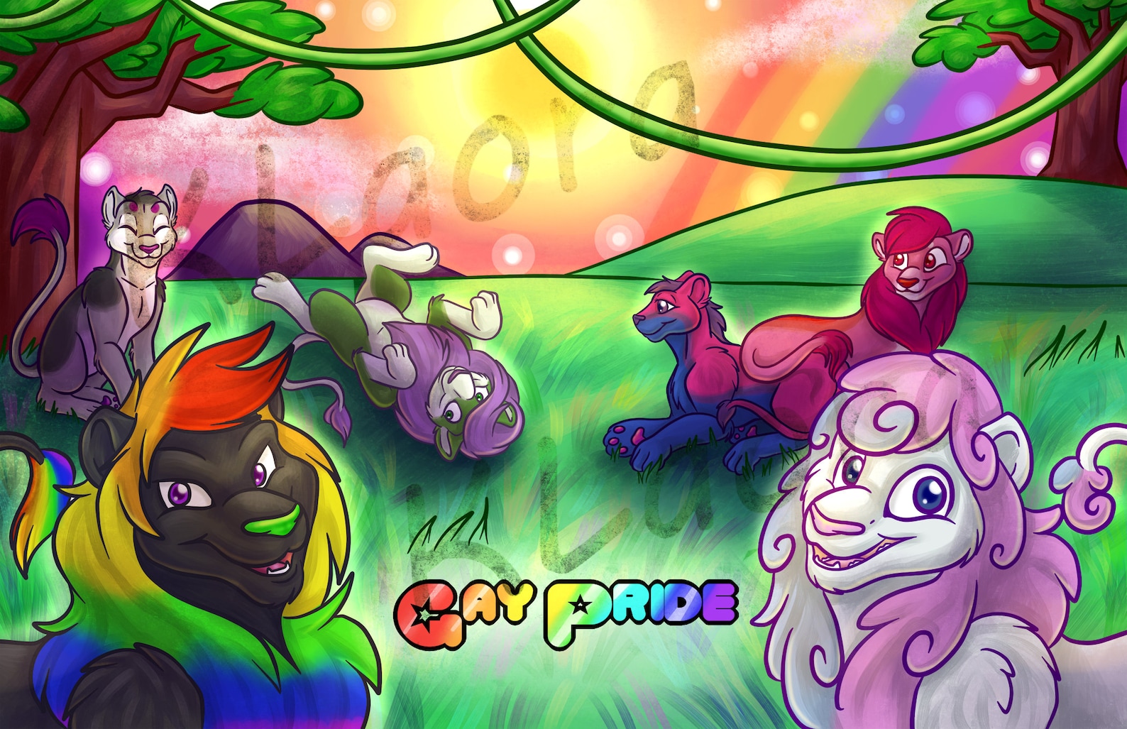 LGBT Gay Pride Lion Rainbow Furry Art Print 11x17 - Etsy