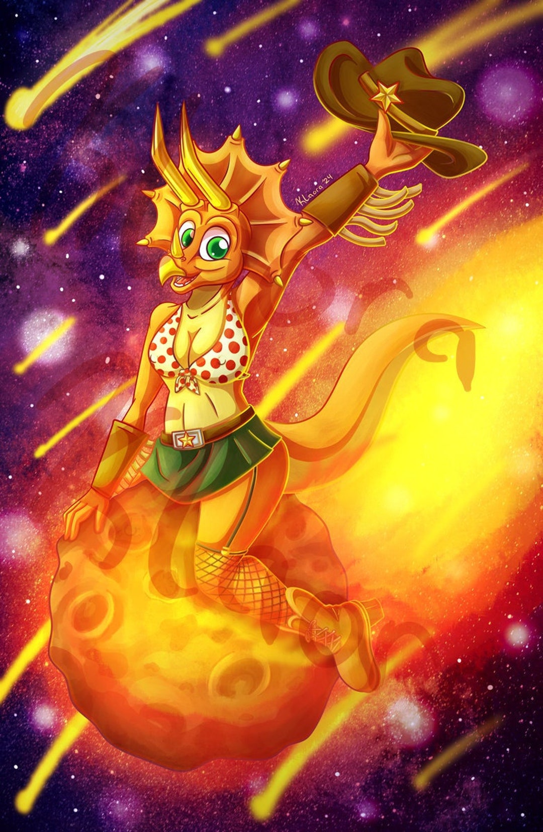 Cowgirl Dinosaur Triceratops Dino Paleo Meteor Apocalypse Riding a Bomb ...