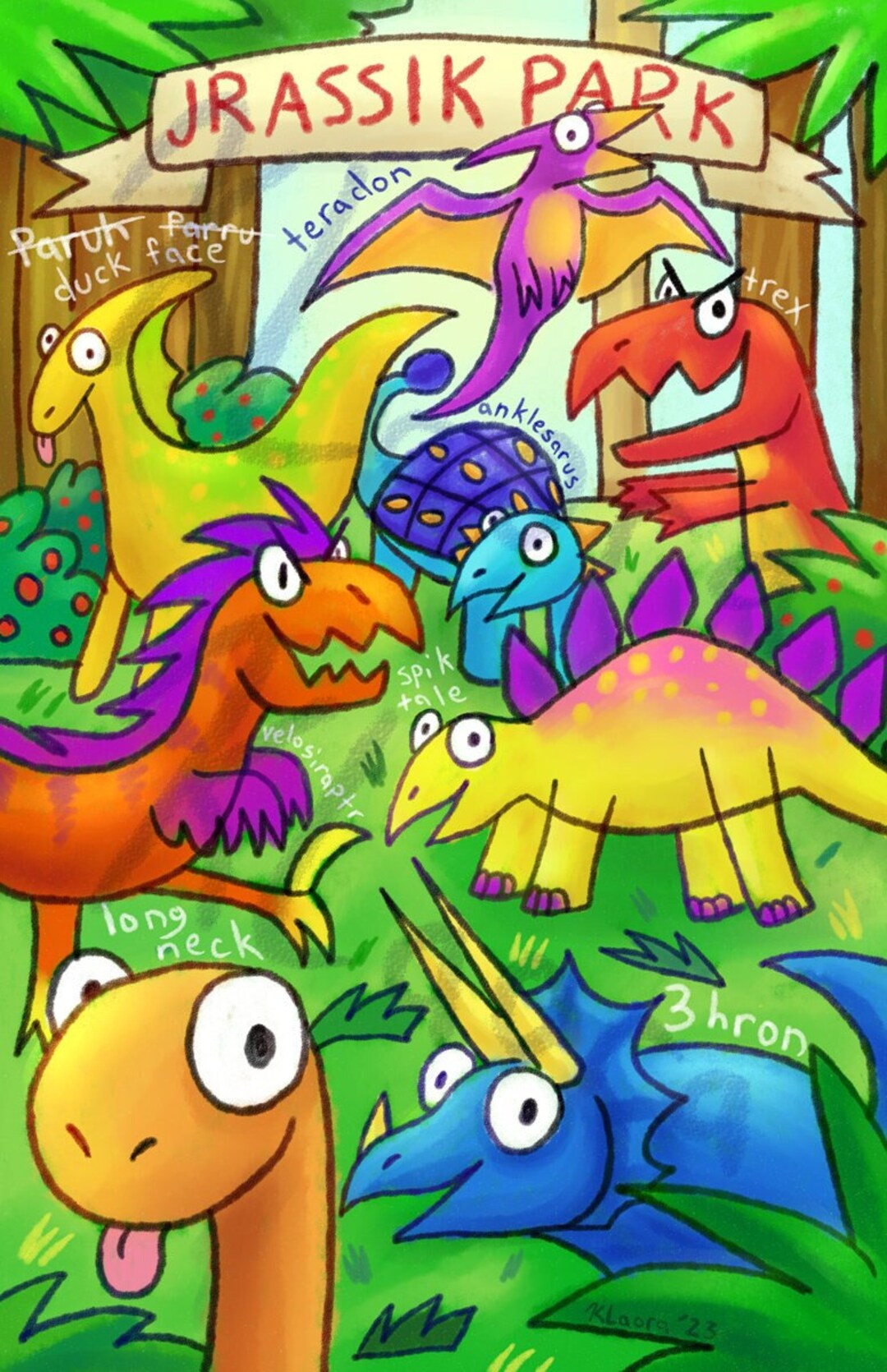 Jurassic Park Funny Crayon Dinosaur Kid Kidcore Furry Cartoon Meme Art ...