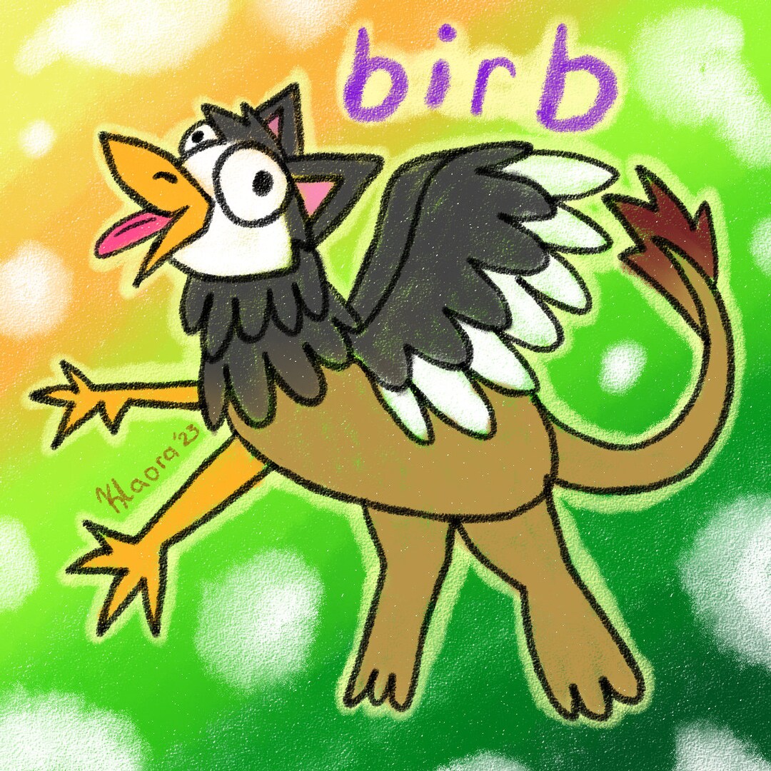 Gryphon Bird Birb Silly Crayon Meme Goober Furry Holographic Waterproof ...