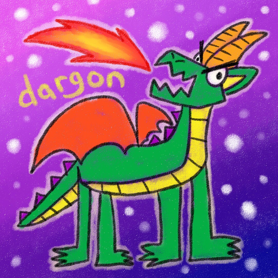 Dragon Dargon Silly Fantasy Furry Goober Crayon Bad Drawing Holographic ...