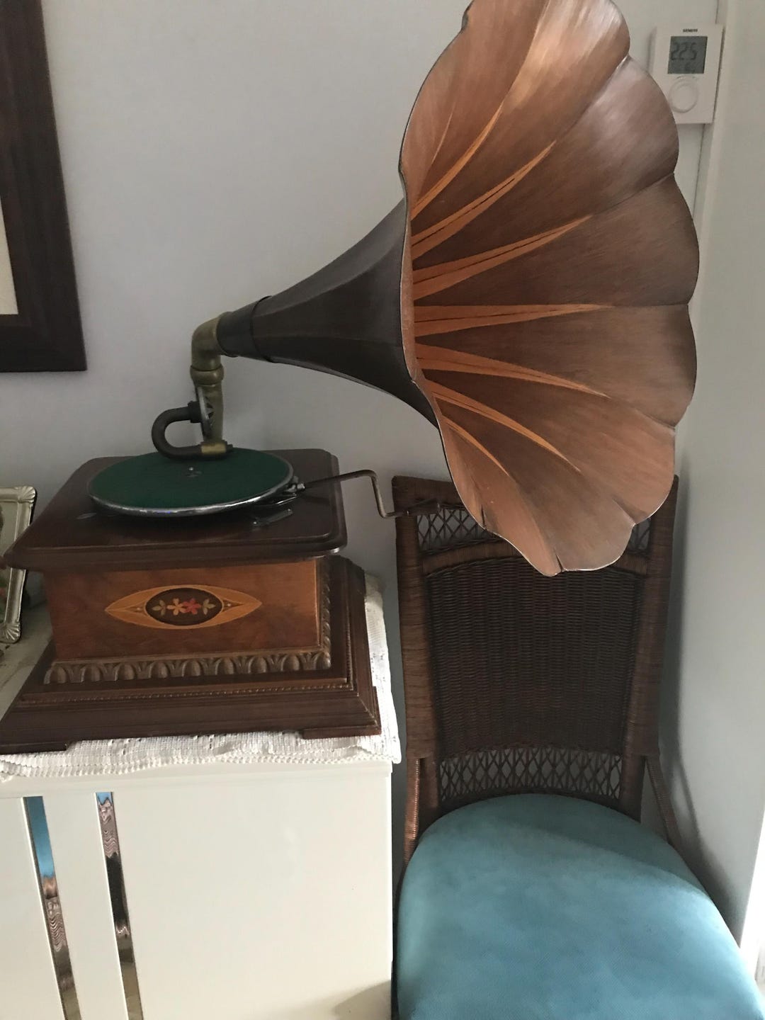 Original Antique Gramophone Made Entirely of Carved Wood and With a ...
