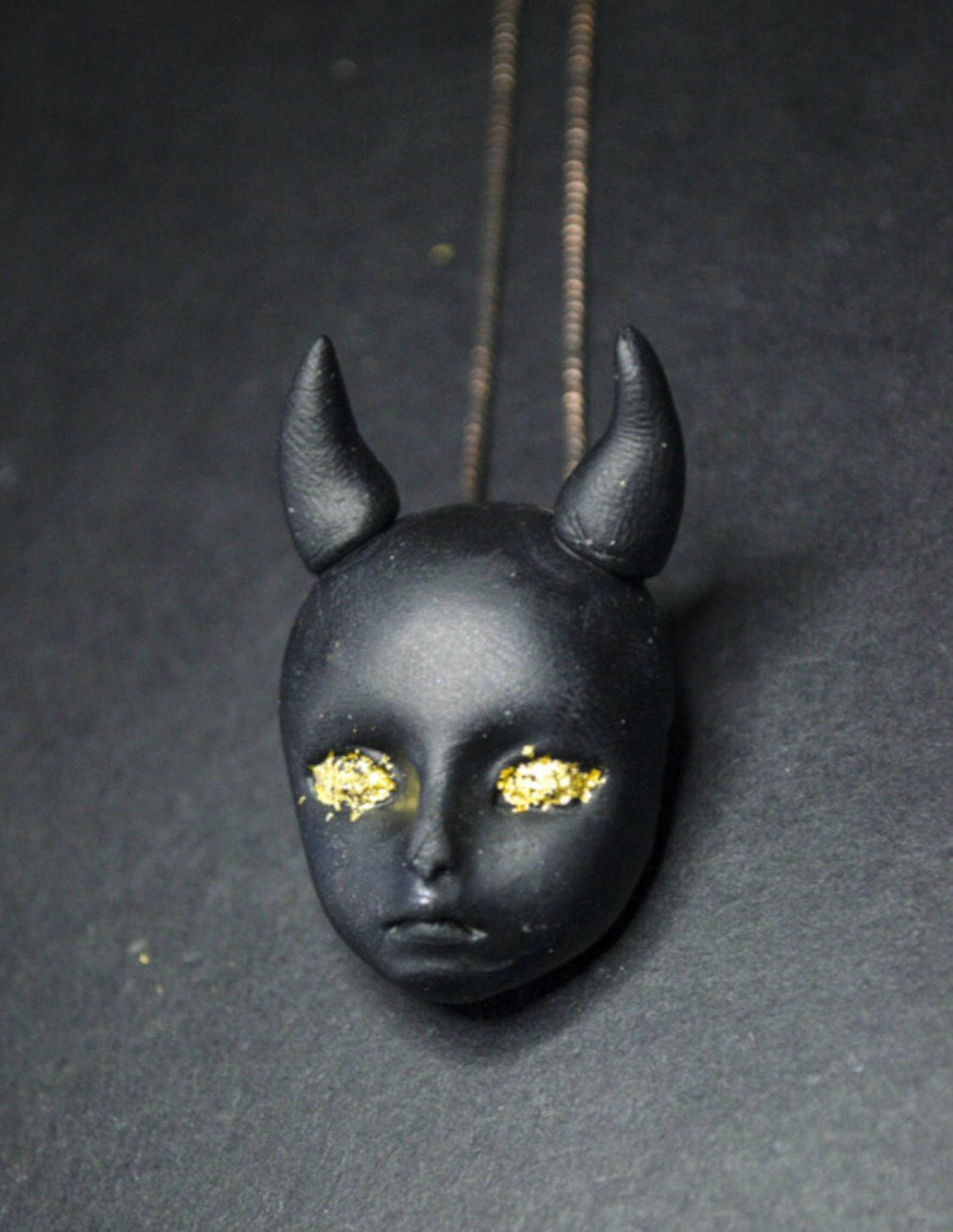 Alternative Baby Devil Head Artistic Oni Demon Pendant With Horns 24k ...