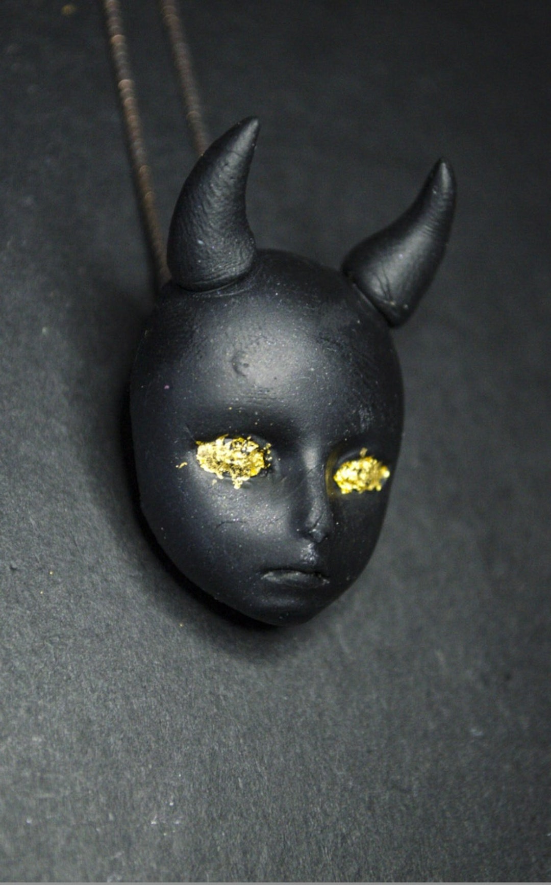 Alternative Baby Devil Head Artistic Oni Demon Pendant With Horns 24k ...