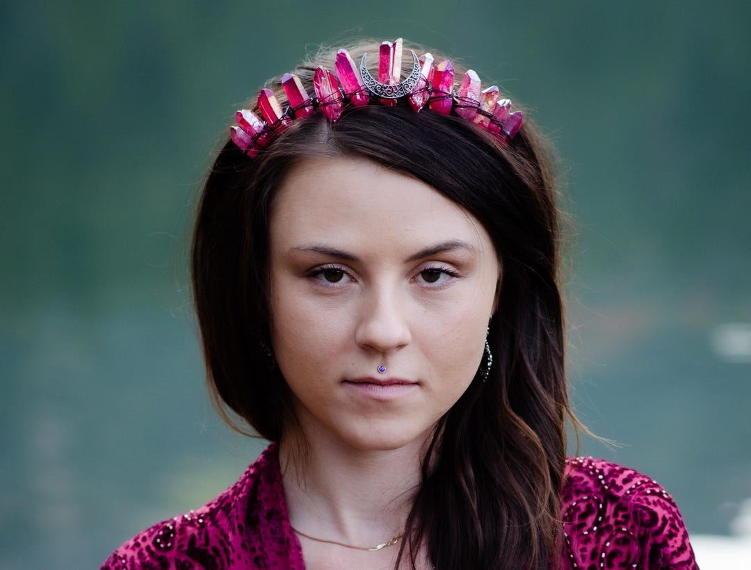 Crystal Crown Red Aura Quartz Crystal Tiara Moon Goddess - Etsy