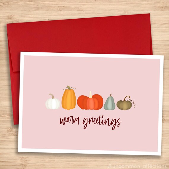 Greeting Card Pack Fall Theme Cards Pumpkins Warm - Etsy