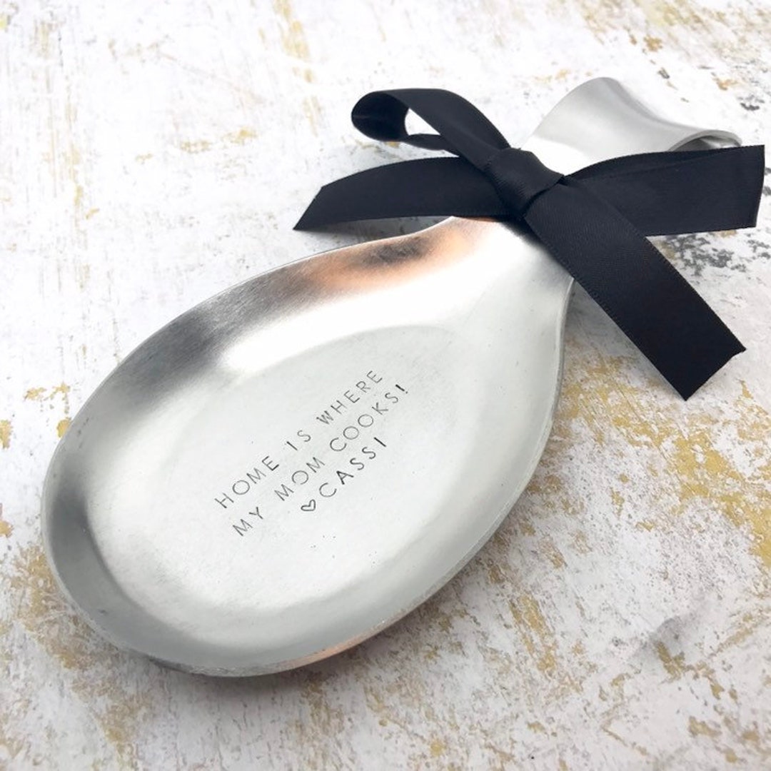 Custom Hand Stamped Metal Spoon Rest • Spoon Holder Birthday Gift for ...