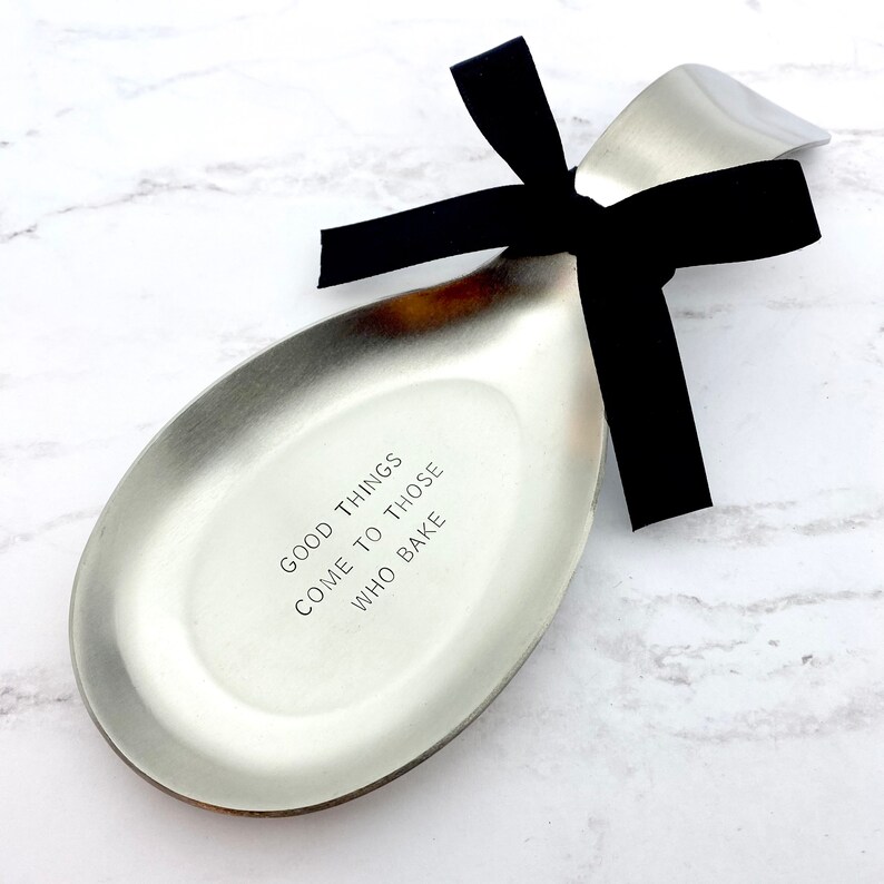 Custom Hand Stamped Metal Spoon Rest Spoon Holder Birthday | Etsy