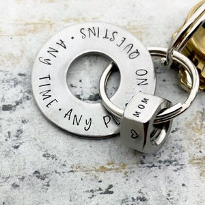 Personalized Metal Washer Keychain • Any Time Any Place No Questions ...