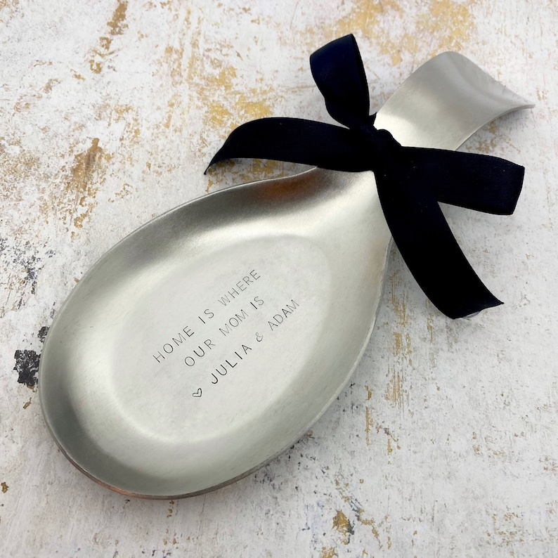 Custom Hand Stamped Metal Spoon Rest Spoon Holder Birthday - Etsy