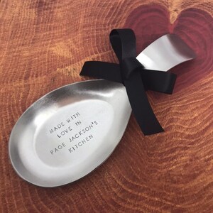 Custom Hand Stamped Metal Spoon Rest • Spoon Holder Birthday Gift for ...