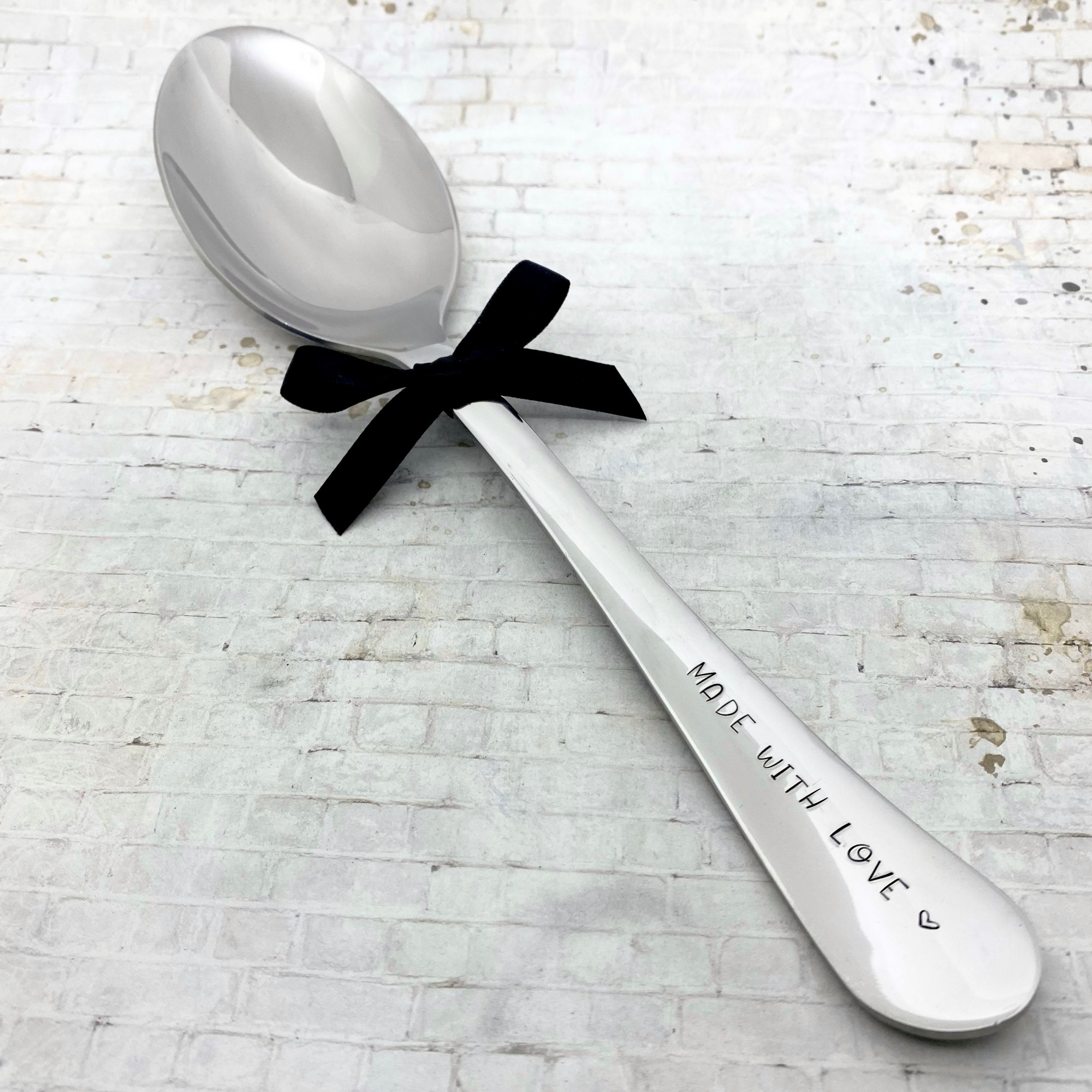 Hand Stamped Large Metal Serving Spoon or Slotted Serving - Etsy