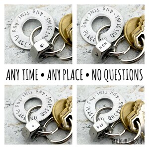 Personalized Metal Washer Keychain • Any Time Any Place No Questions ...