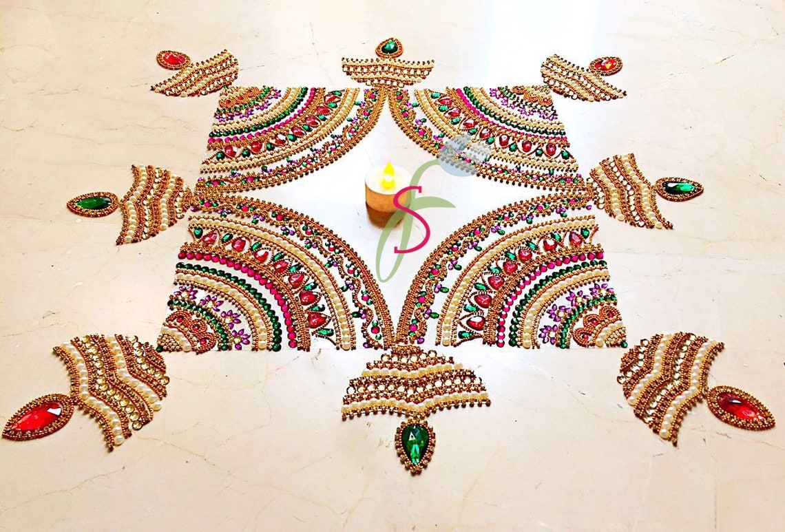 Multicolor Mandala Rangoli With Diya - Etsy
