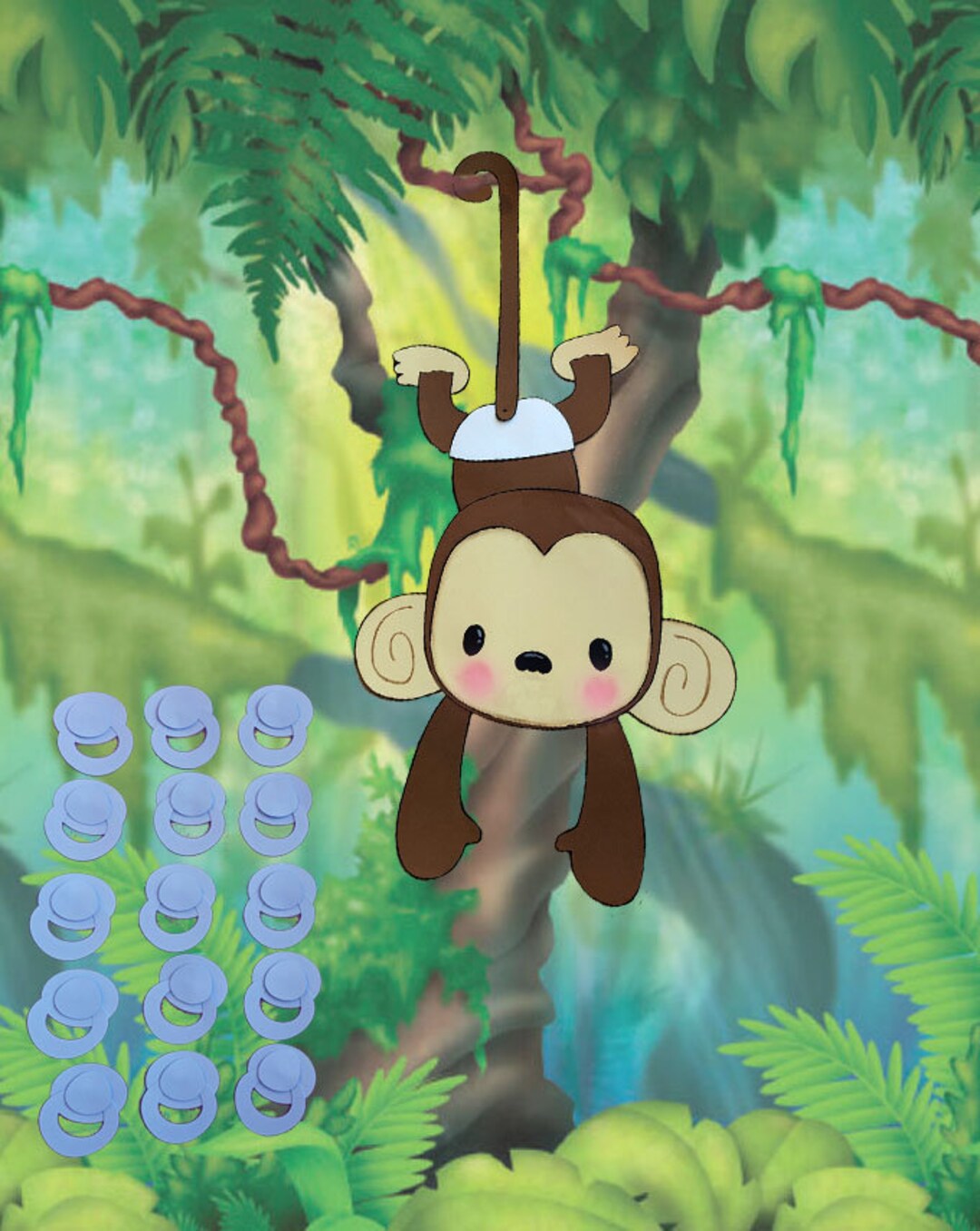 Pin the Binky on the Monkey Baby Shower Game - Etsy
