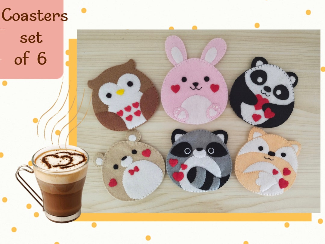 Felt Coasters Set of 6 PDF Pattern and Tutorial - Etsy