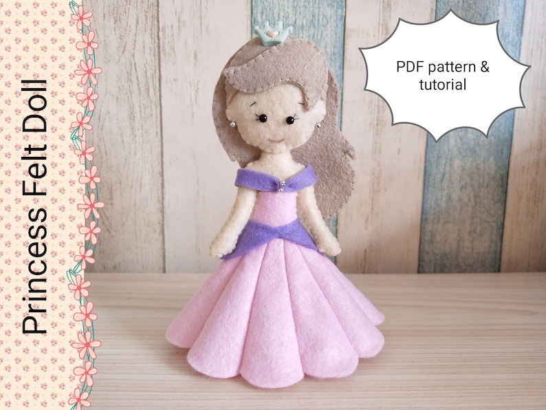 Felt Doll, PDF Pattern and Tutorial Princess Felt Doll, PDF Sewing ...