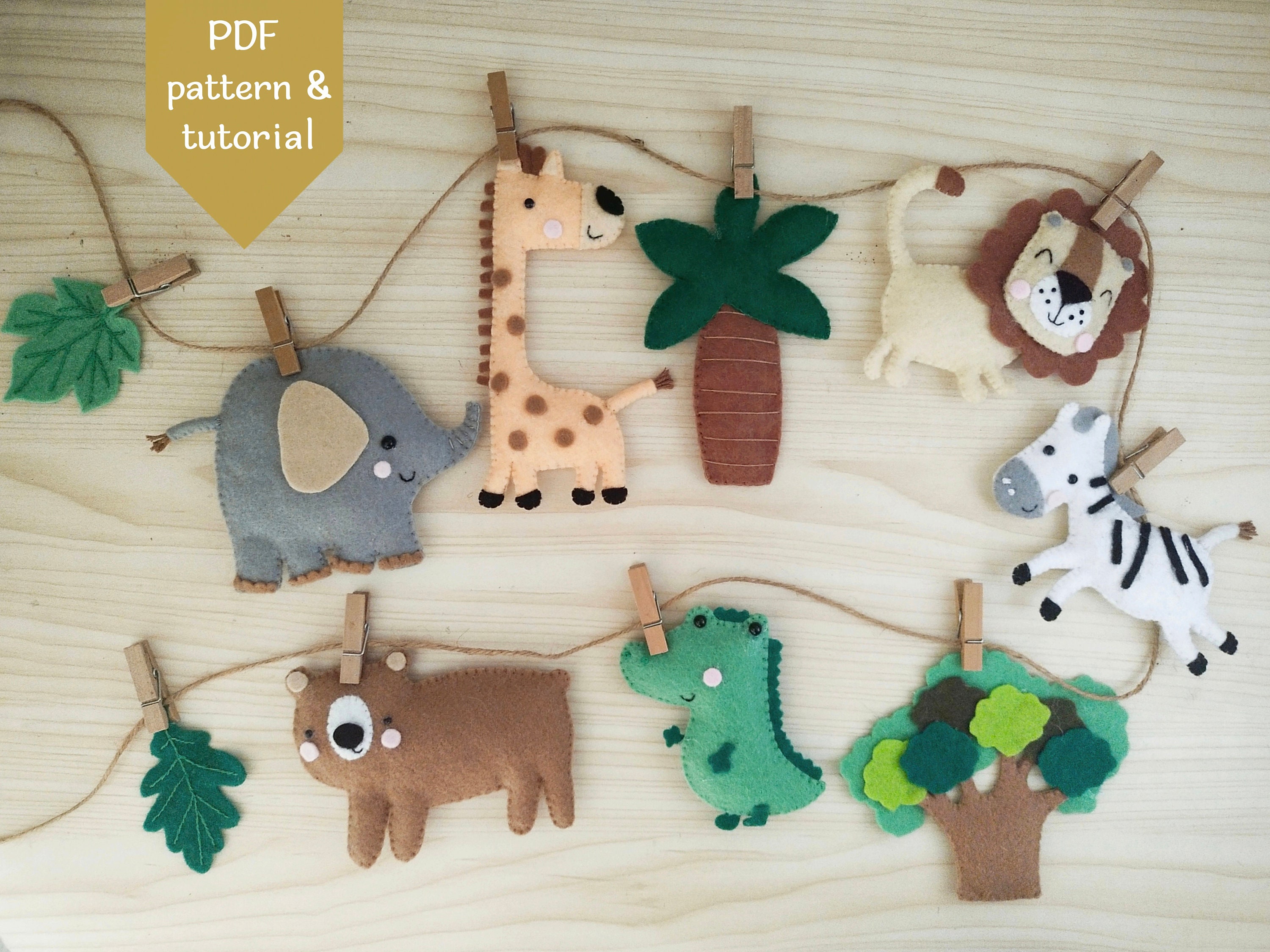 Felt Animals Garland, Jungle Baby Nursery, Safari Animals Garland - Etsy