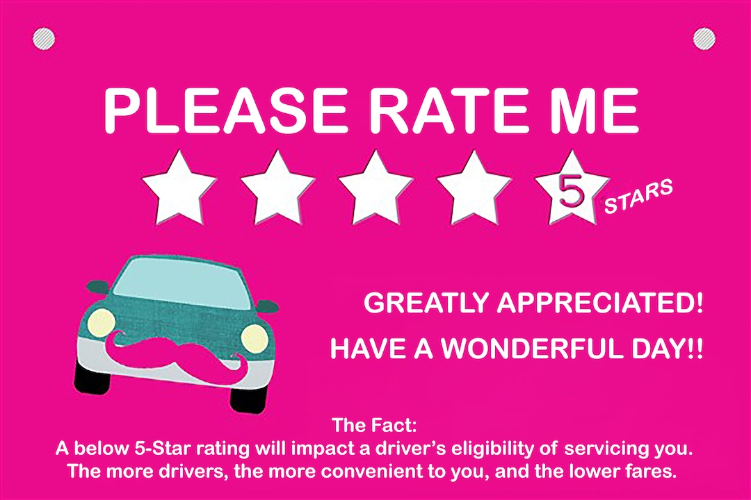 One Uber Lyft Rideshare 5 Stars Rating Decal Logo Sign Display Cards - Etsy