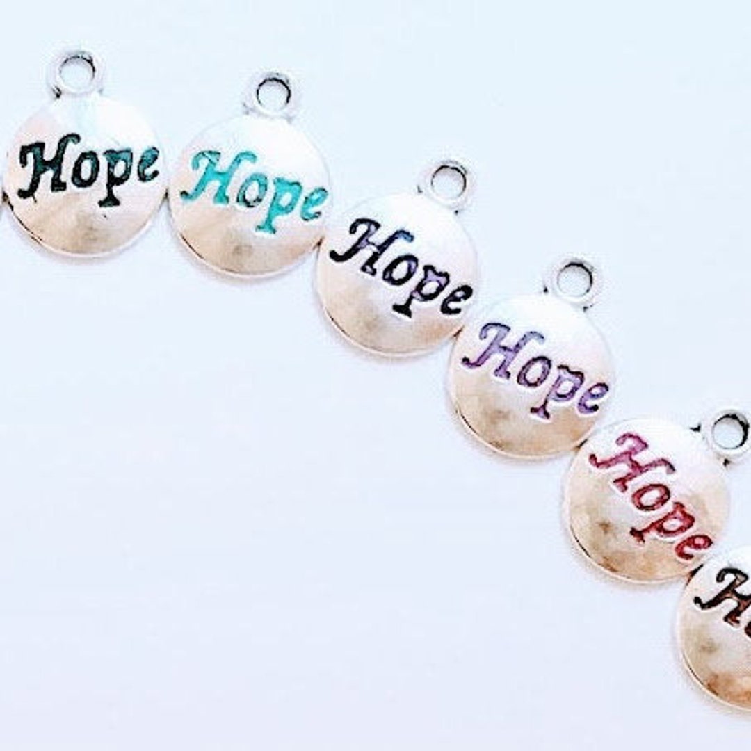 Hand Painted Inspiring HOPE Charms in ALL Colors for Decorative Jewelry ...