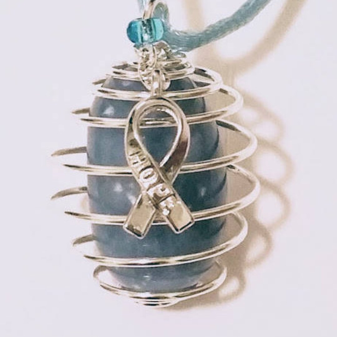 PROSTATE Cancer ~ BABY BLUE Awareness Gem Necklace (hope Beacon ...