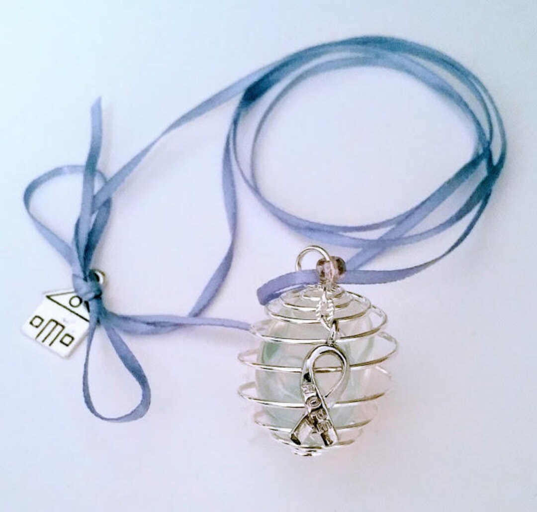 STOMACH Cancer PERIWINKLE Awareness Gem Necklace hope Beacon Opalite ...