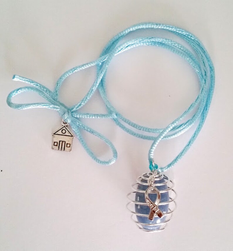 PROSTATE Cancer ~ BABY BLUE Awareness Gem Necklace (hope Beacon ...