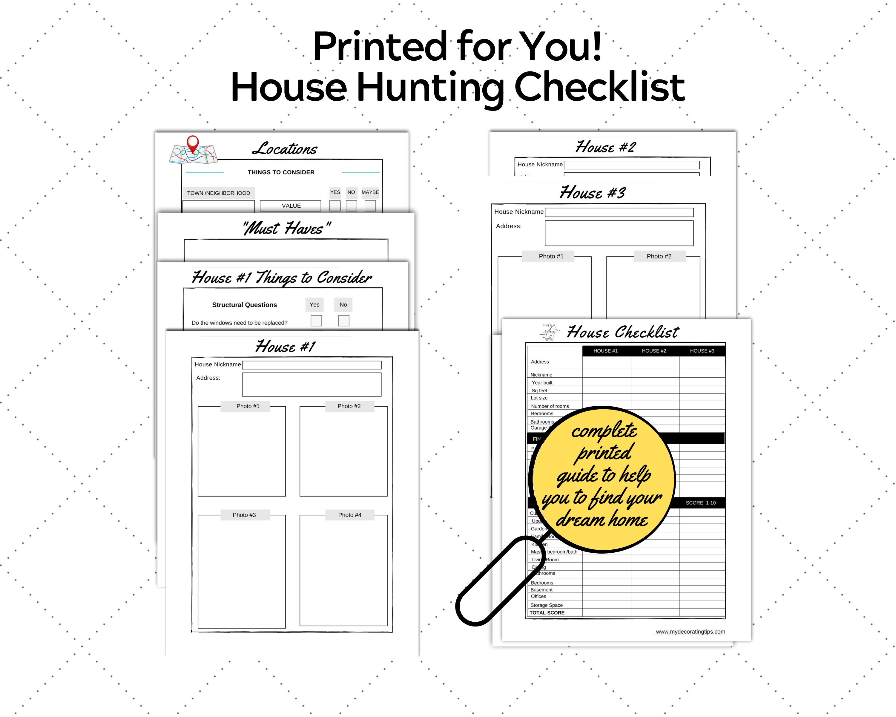 House Hunting Checklist PDF - Etsy