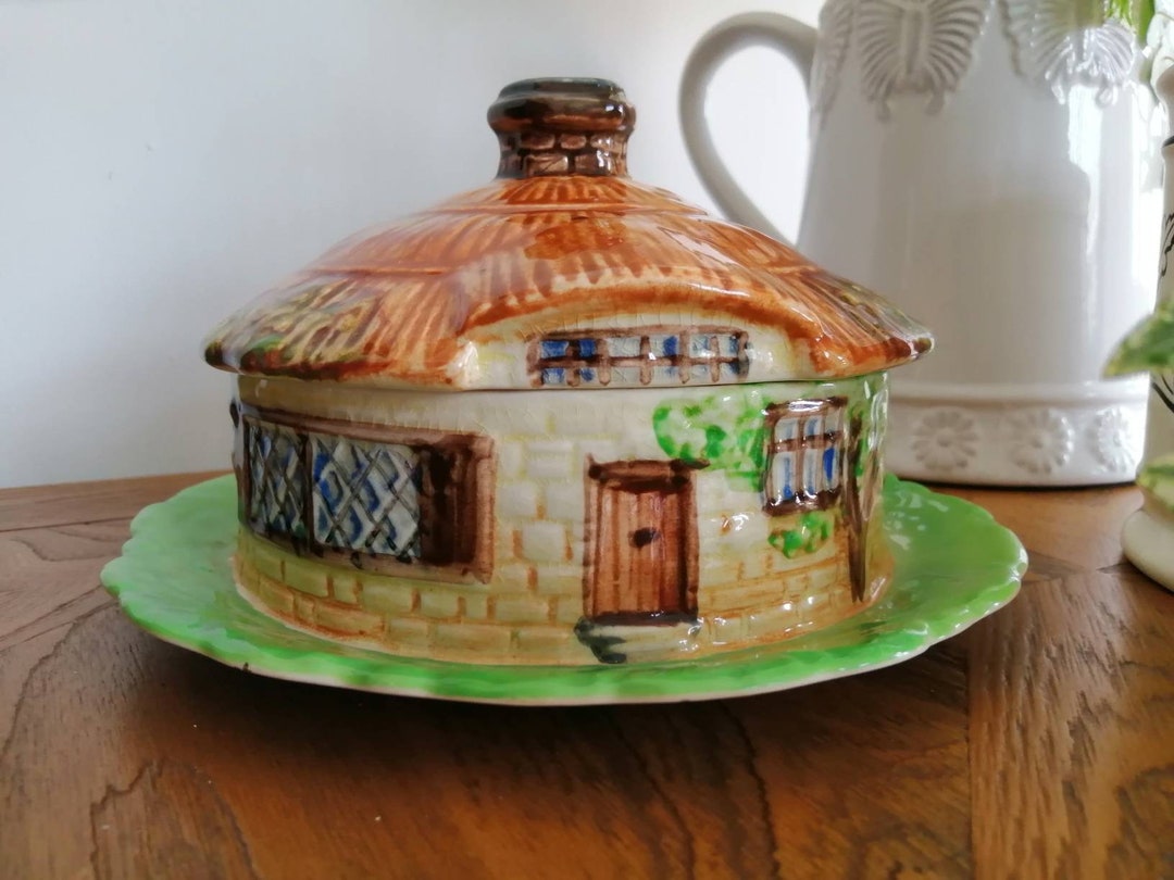 Beswick Ware Butter/cheese Dish 1930s Lidded Cottage Style Circular ...