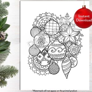 Printable Christmas Ornaments DIGITAL Coloring Page | INSTANT DOWNLOAD ...