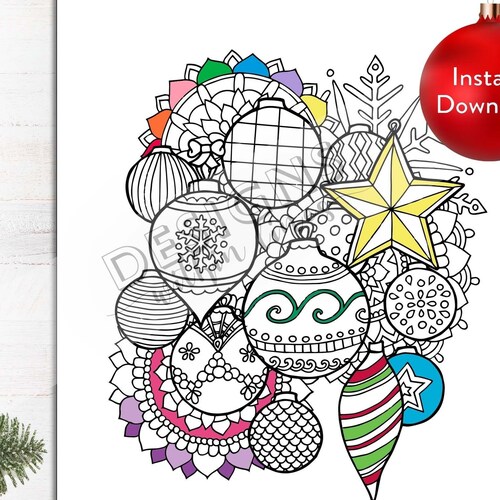 Printable Digital Coloring Page for Grownups MERRY CHRISTMAS - Etsy