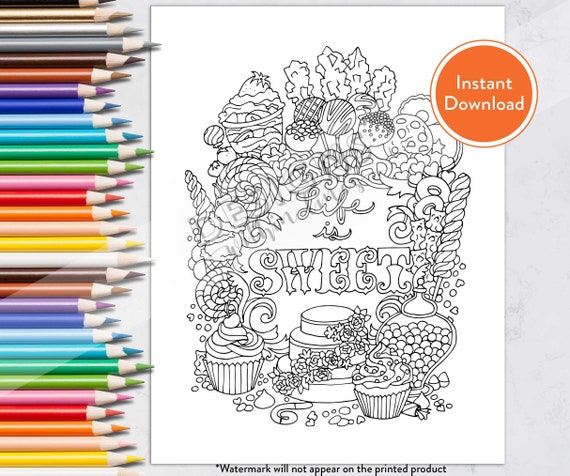 Printable life is Sweet DIGITAL Coloring Page | Etsy