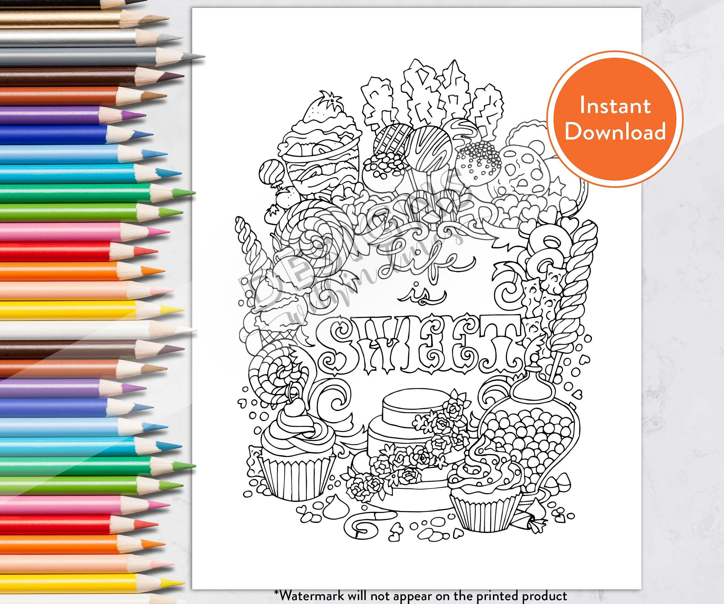 Printable life is Sweet DIGITAL Coloring Page INSTANT DOWNLOAD - Etsy
