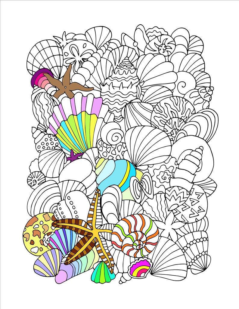 Printable Seashells DIGITAL Coloring Page | INSTANT DOWNLOAD - Etsy