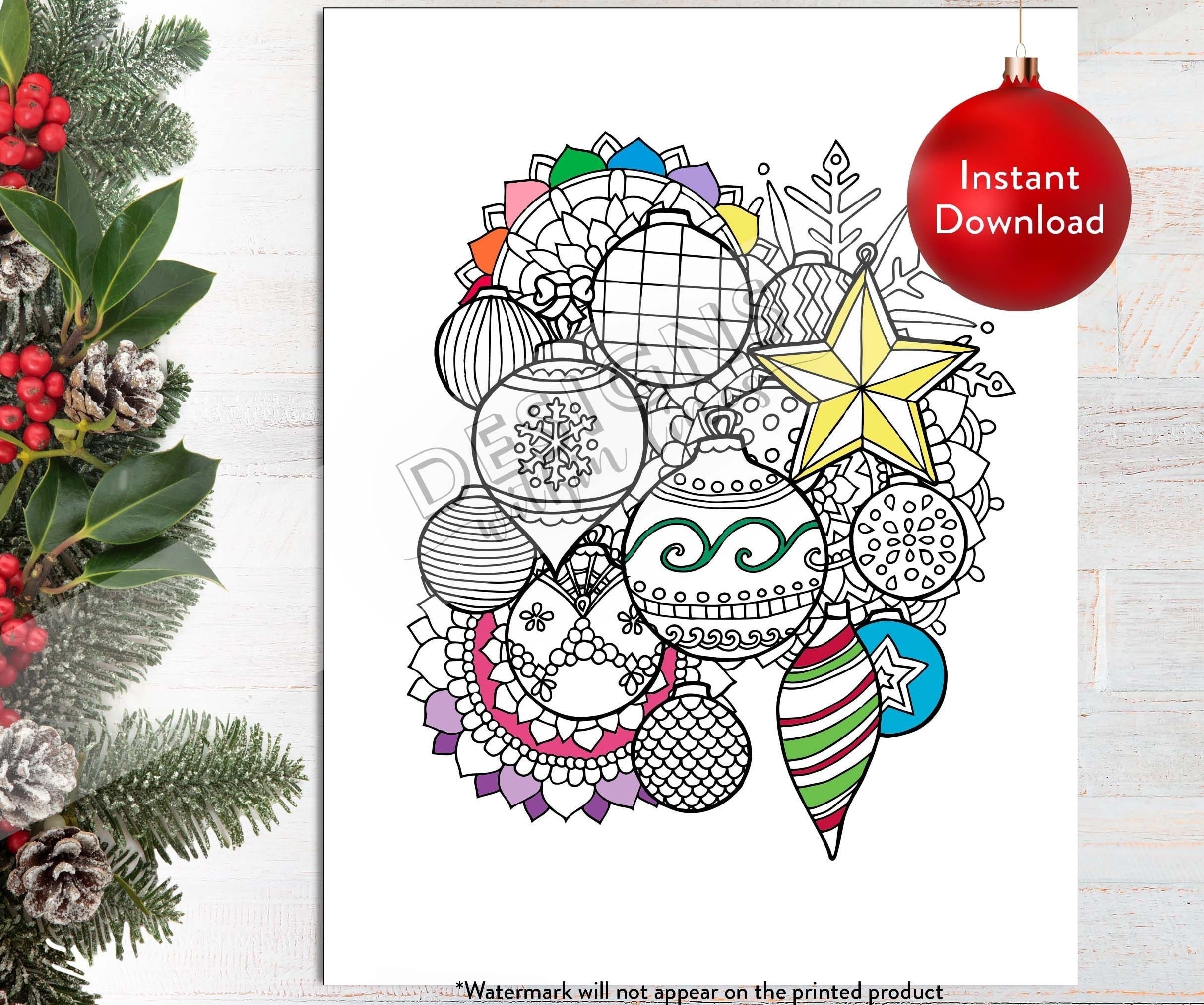 Printable Christmas Ornaments DIGITAL Coloring Page INSTANT DOWNLOAD - Etsy